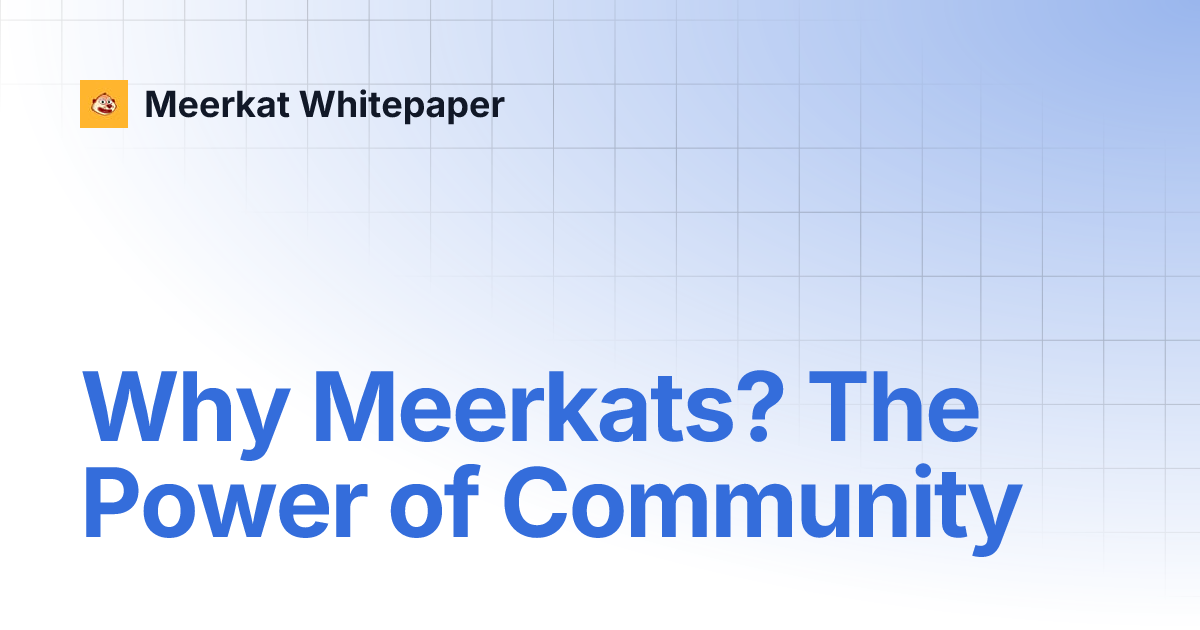 Why Meerkats? The Power of Community | Meerkat Whitepaper